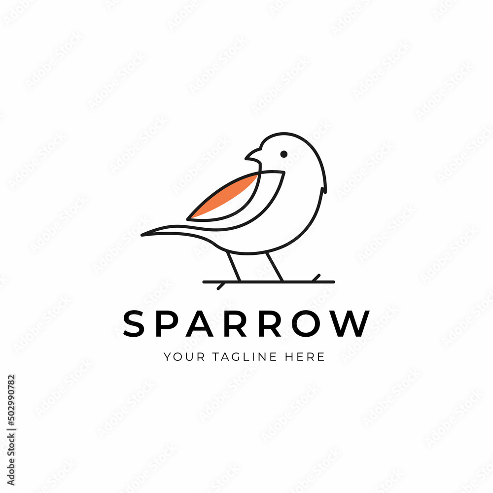 line art sparrow bird logo vector illustration design, minimalist bird ...