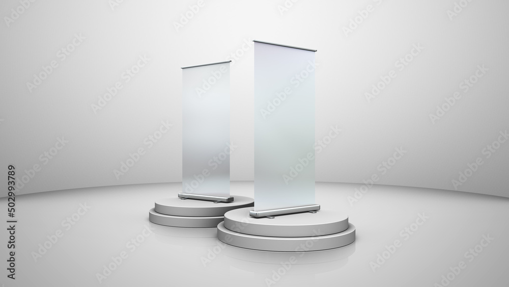 3D rendering mockup illustrations for a 90cm x 180cm roll up stand ...