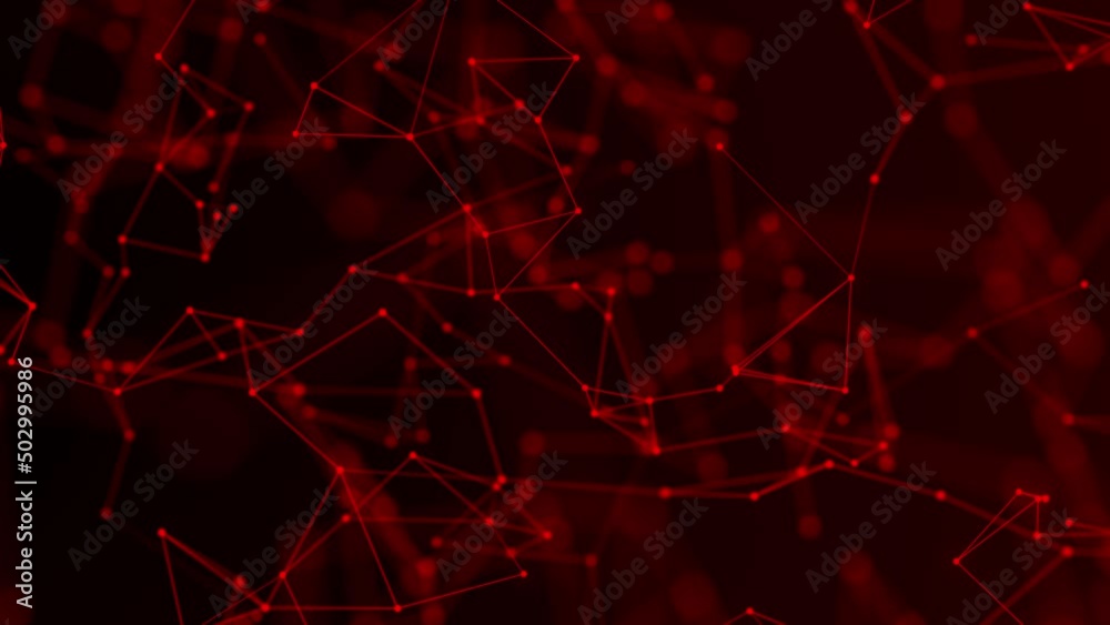 4K digital connection abstract animation dots and lines on blue ...