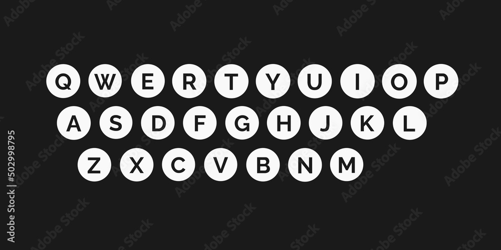 QWERTY Keyboard layout - buttons and keys with characters of latin ...