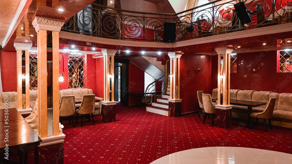 stylish modern premium restaurant. restaurant interior. columns in the ...