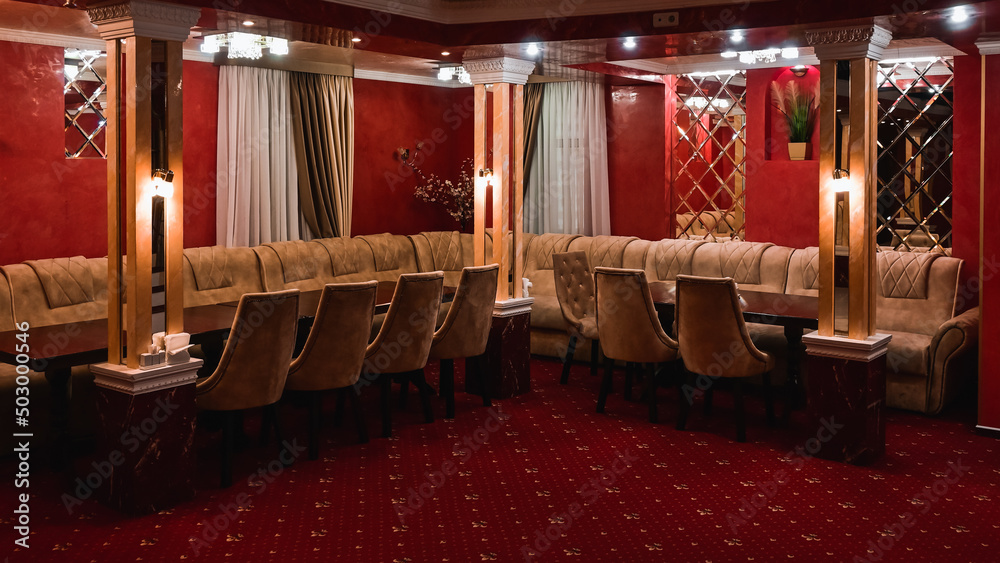 stylish modern premium restaurant. restaurant interior. columns in the ...
