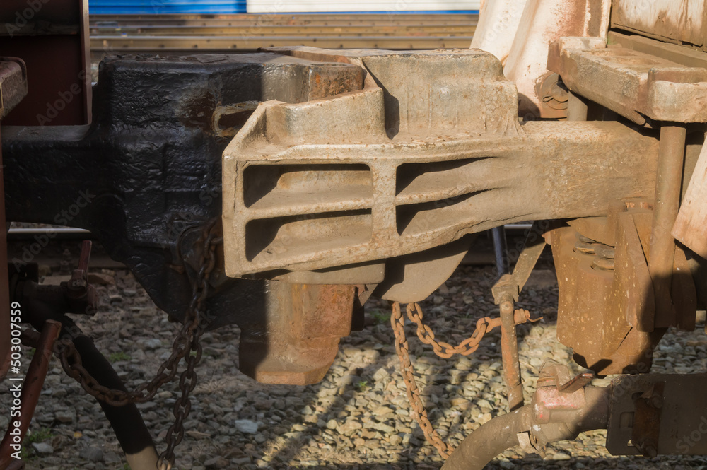 Coupler of a freight railway car. The mechanism of adhesion of train ...