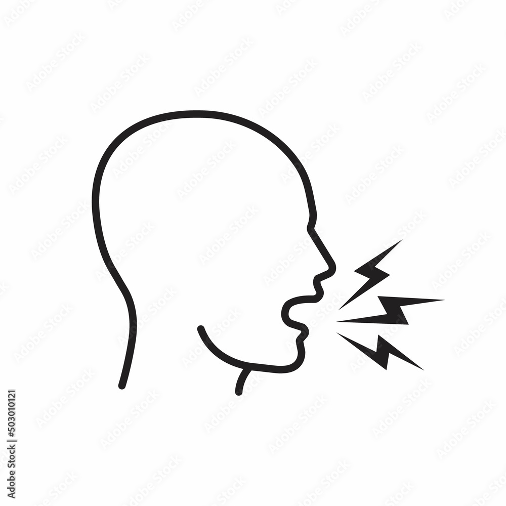 Vector illustration of outline silhouette of screaming head. Stock ...