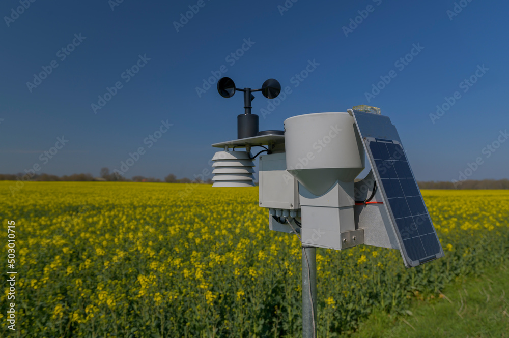 Smart agriculture and smart farm technology. Meteorological instrument ...