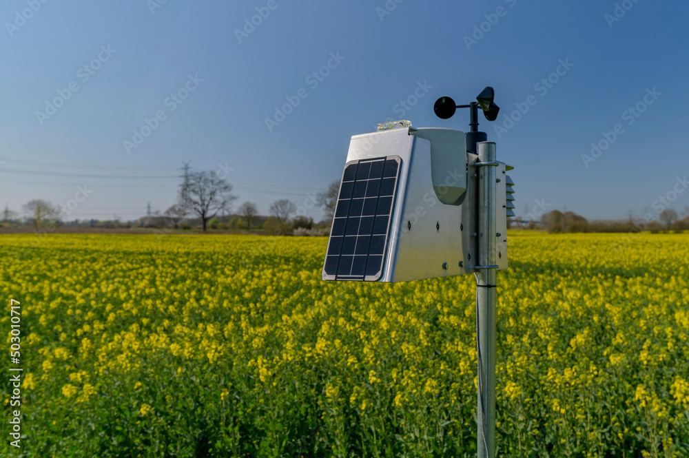 Smart agriculture and smart farm technology. Meteorological instrument ...