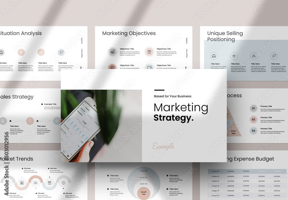 Digital Marketing Strategy Presentation Layout Stock Template | Adobe Stock