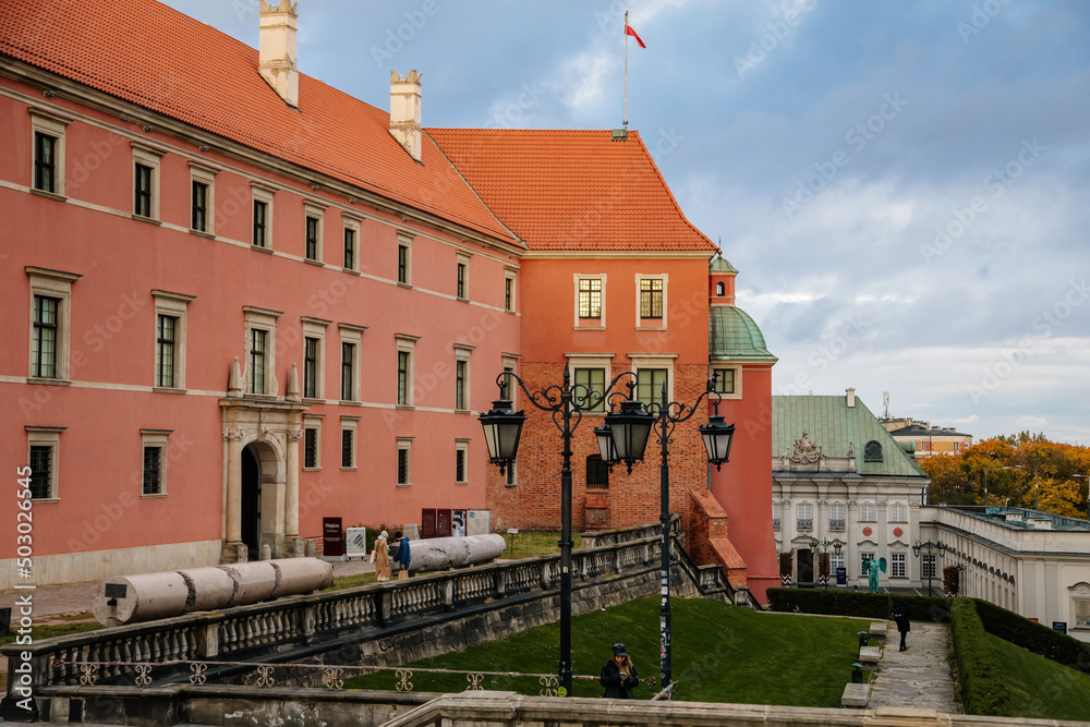 Warsaw, Poland, 13 October 2021: Royal Castle with clock tower in old ...