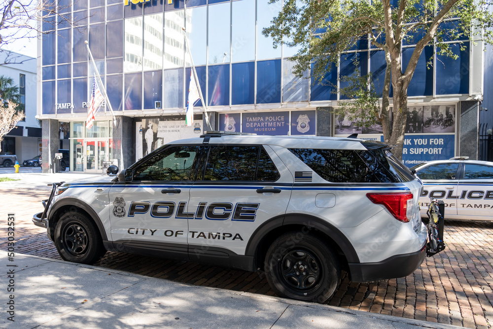 Tampa Fl Usa January 8 2022 A Police Car Is Shown In Tampa Fl