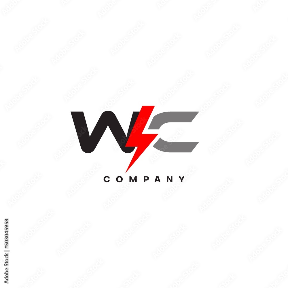Letter WC logo combined with lightning icon shape Stock Vector | Adobe ...