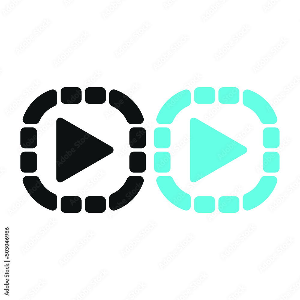 Play button icon in trendy flat style isolated on grey background. Play ...