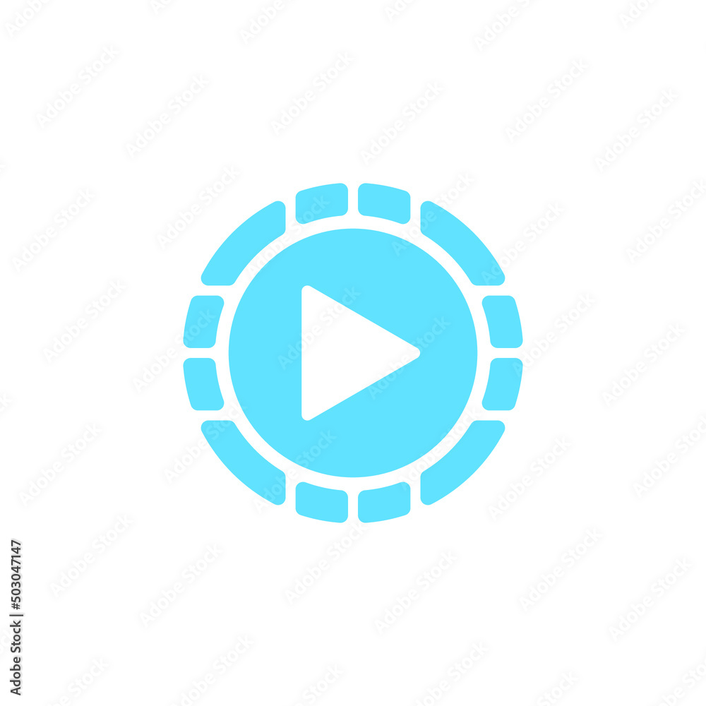 Play button icon in trendy flat style isolated on grey background. Play ...
