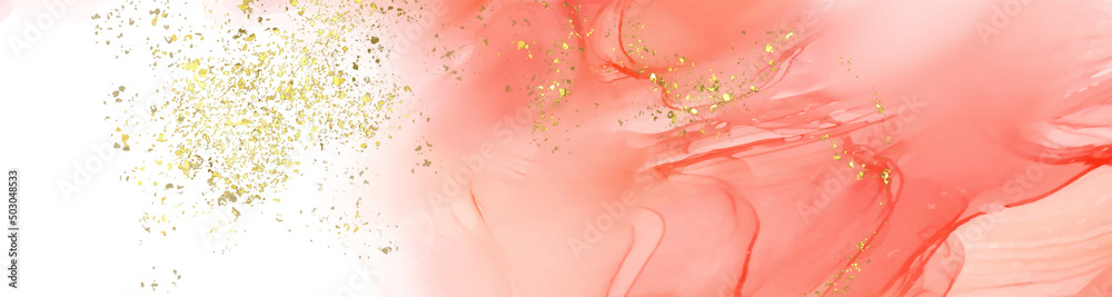 Vector coral banner. Hand drawn abstract paint brush stroke. Stock ...