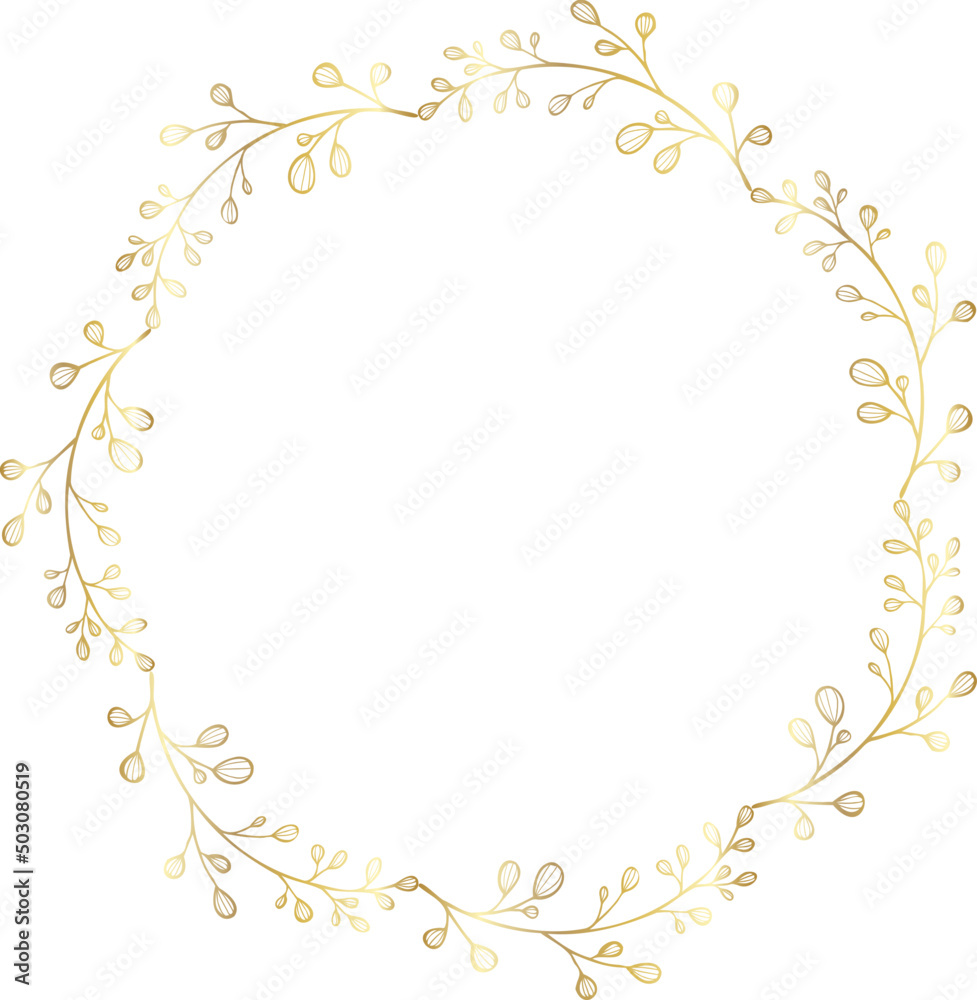 Gold elegant floral round frame Stock Vector | Adobe Stock