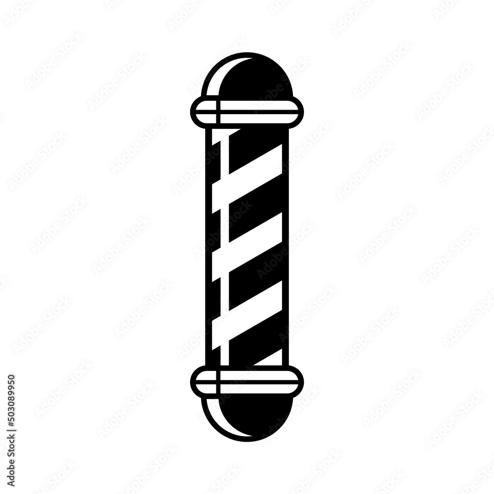 Barber pole icon. Black and white vintage barber pole. Design element ...