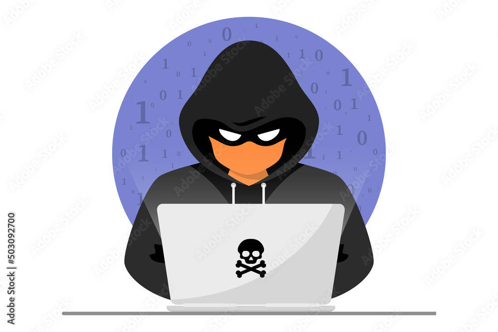 Hacker, Cyber criminal with laptop stealing user personal data. Hacker ...