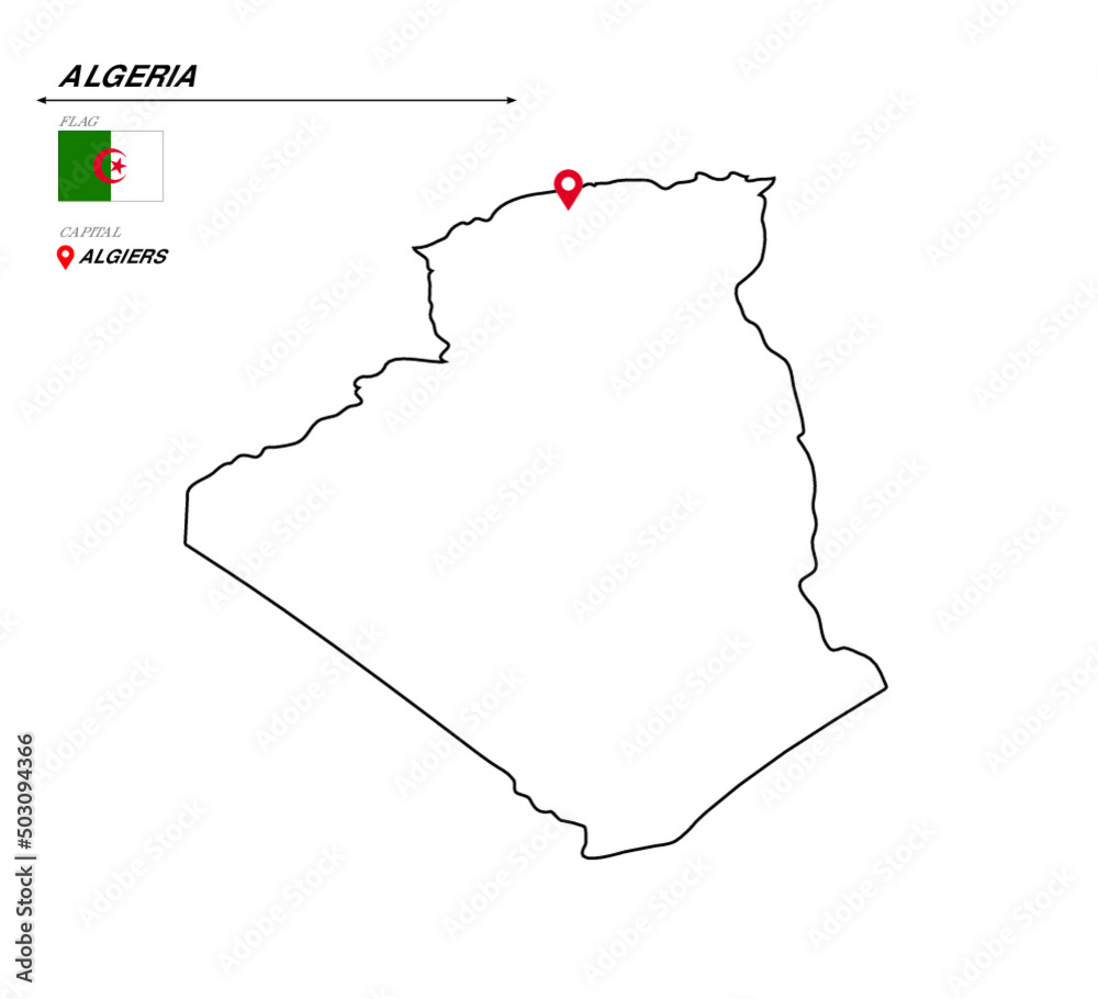 Algeria political map with capital city, Algiers Stock Vector | Adobe Stock
