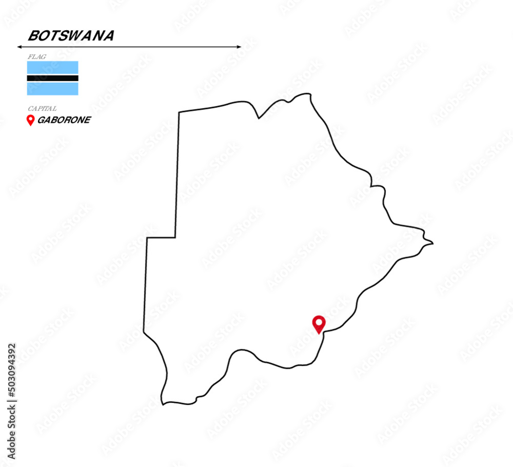 Botswana political map with capital city, Gaborone Stock Vector | Adobe Stock