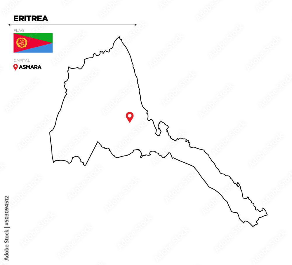 Eritrea political map with capital city, Asmara Stock Illustration ...