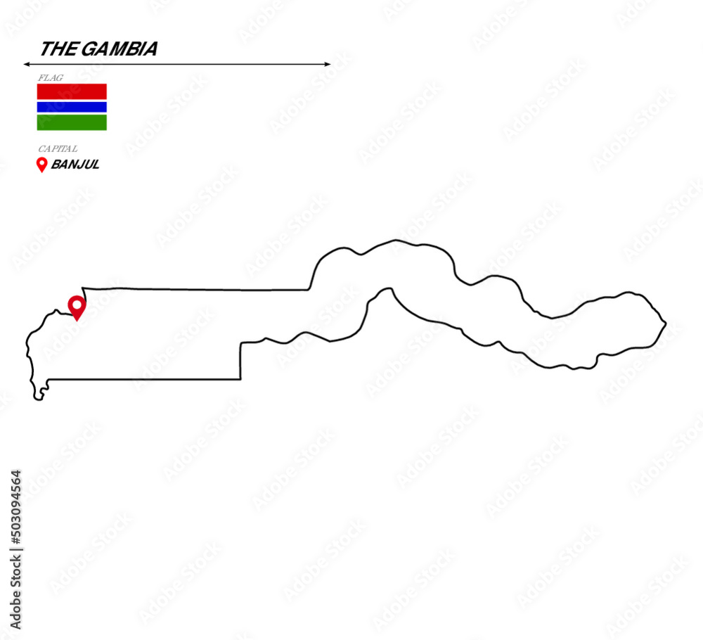 The Gambia political map with capital city, Banjul Stock Vector | Adobe ...