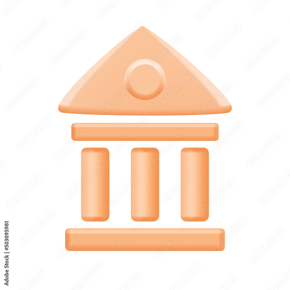 3D illustration of the bank building as an icon for business and ...