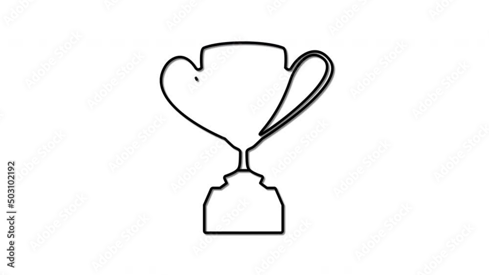 Champion cup outline self drawing animation. Concept of victory. Line ...