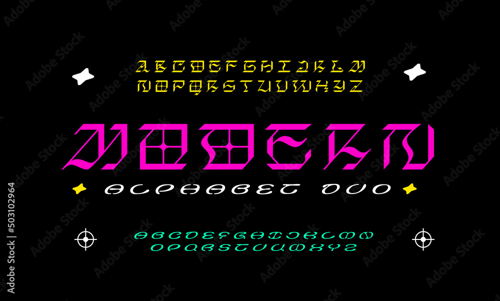 Neo gothic modern type design. Vector alphabet Stock Vector | Adobe Stock