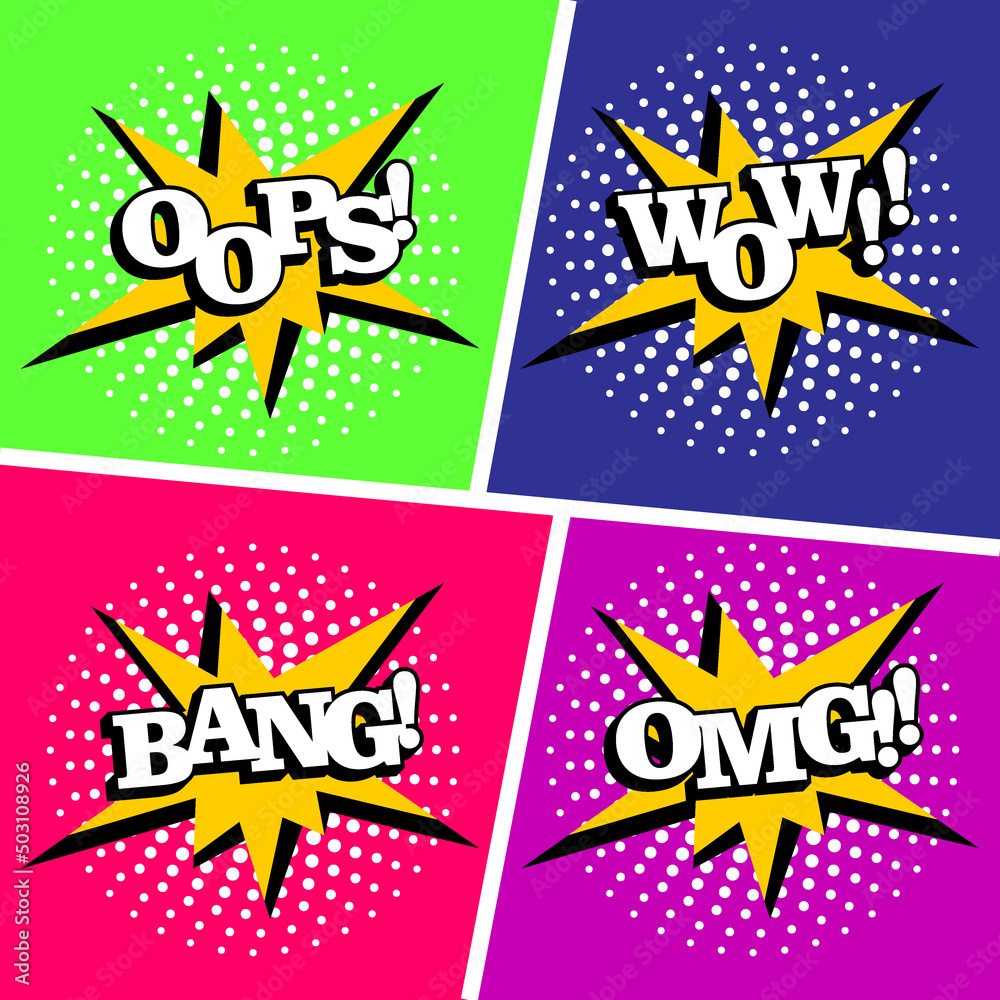 pop art comic bubble speech cartoon expression clip art vector sticker ...