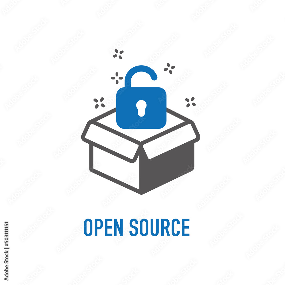 Open source icon. Symbol of security and limited access. Vector ...