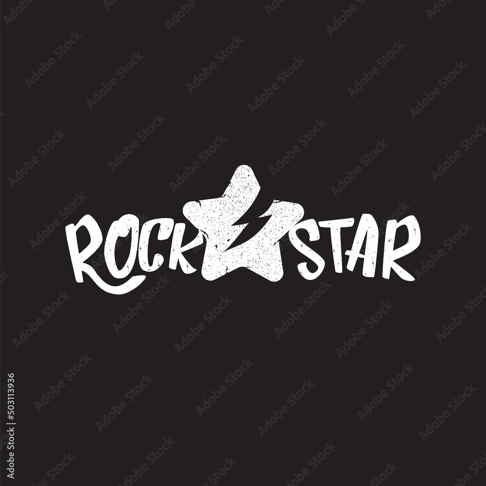 vintage yellow rock star print isolated on grunge grey background ...