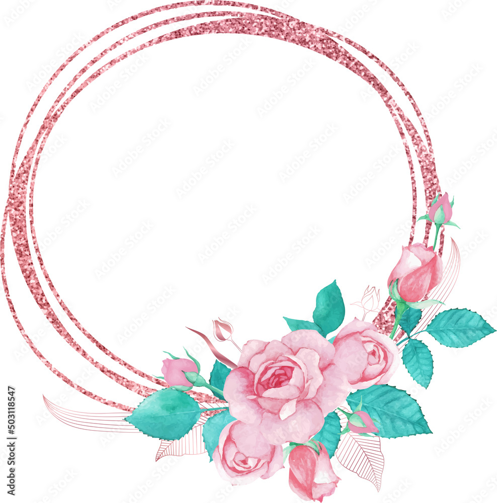 Pink rose frame Stock Illustration | Adobe Stock