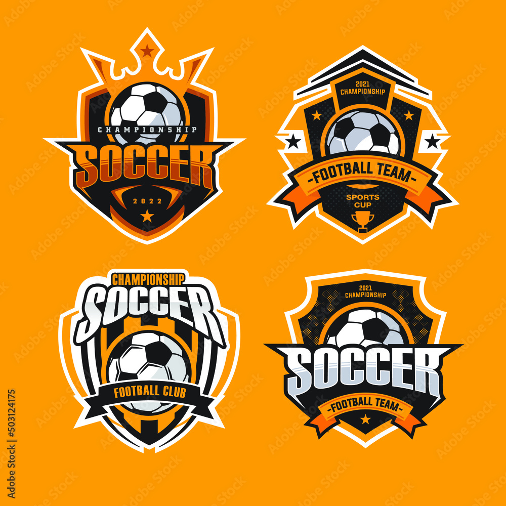 Set Soccer yellow logo. sports emblem designs. design template. Vector ...