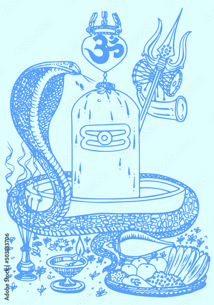 Blue Lord Shiva Shivling symbol Stock Vector | Adobe Stock