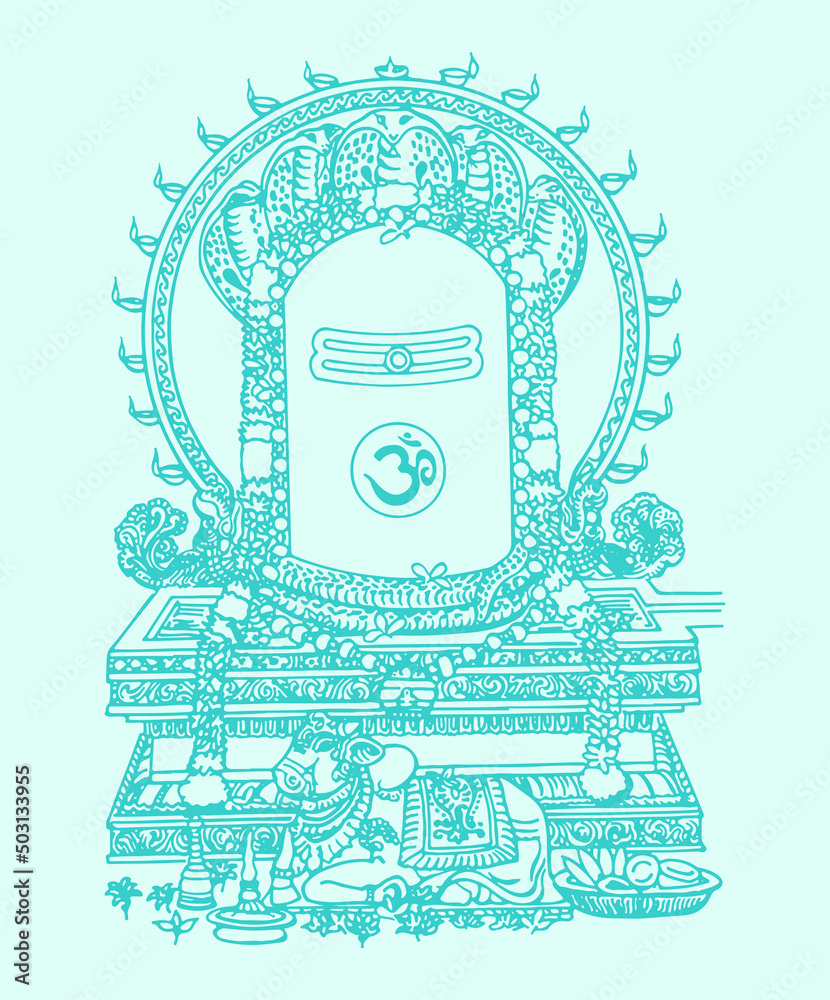 Blue Lord Shiva Shivling symbol Stock Vector | Adobe Stock