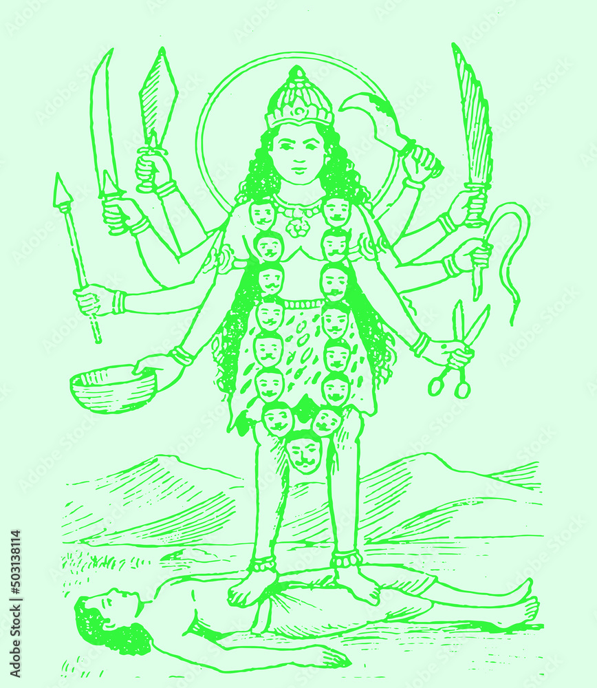 Poster Goddess Kali also known as Dakshina - the Master of death in ...