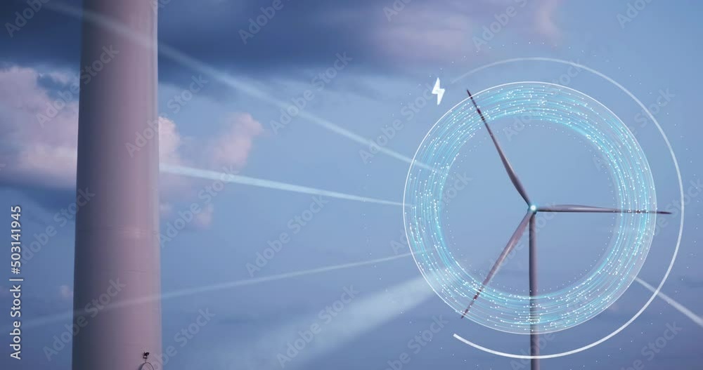 Air visualization with wind turbine, hud digital motion design ...