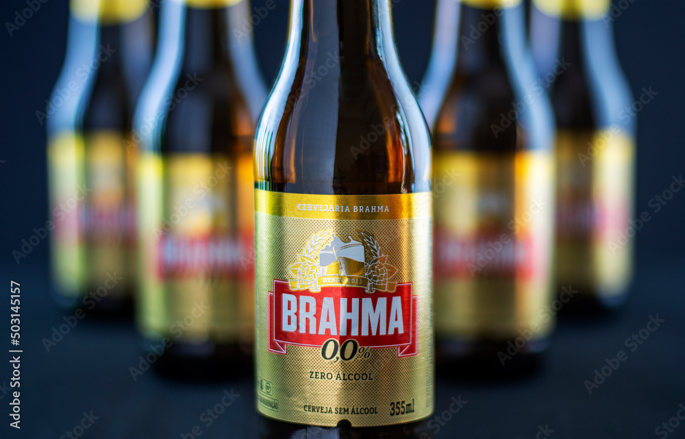 Brahma zero alcohol beer, a popular brand sold in Brazil Stock Photo ...