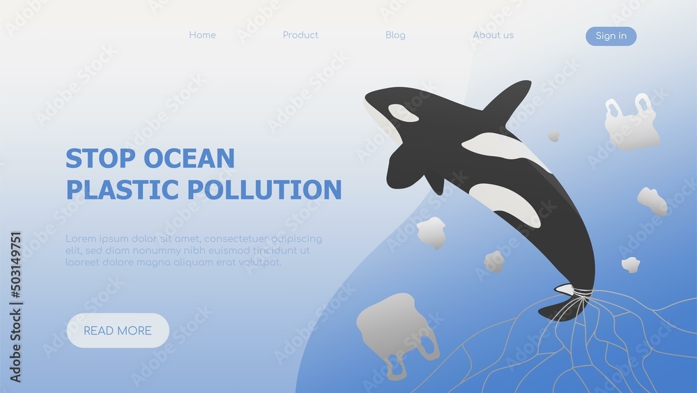 World ocean day. Stop ocean plastic pollution. Earth day. Orca with ...