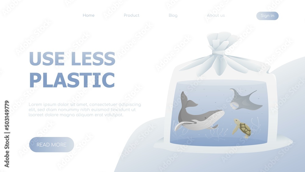 World ocean day. Use less plastic. Earth day. Marine life in a plastic ...