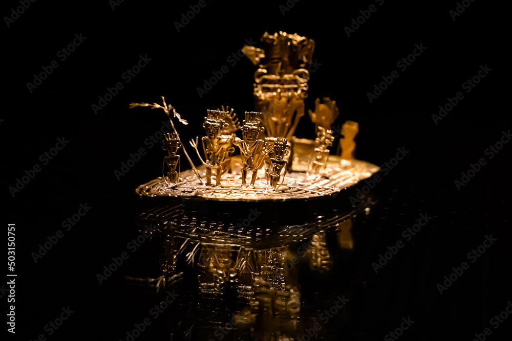 Bogota, Colombia, gold museum, May 5, 2022. pre-Columbian artifact. The ...