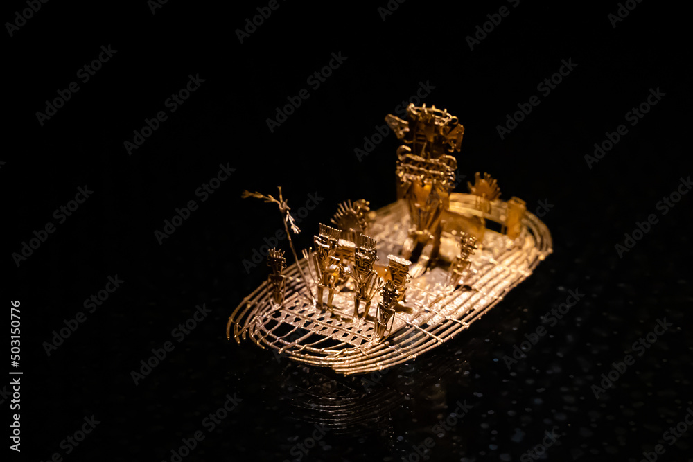 Bogota, Colombia, gold museum, May 5, 2022. pre-Columbian artifact. The ...