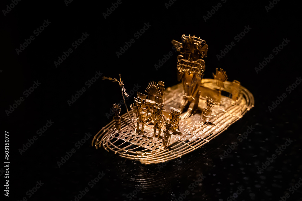 Bogota, Colombia, gold museum, May 5, 2022. pre-Columbian artifact. The ...