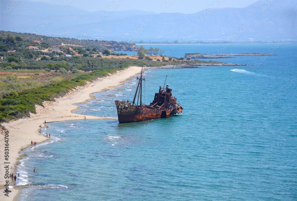 Shipwreck Dimitrios in Gytheio on the Peloponnese in Greece Stock Photo ...