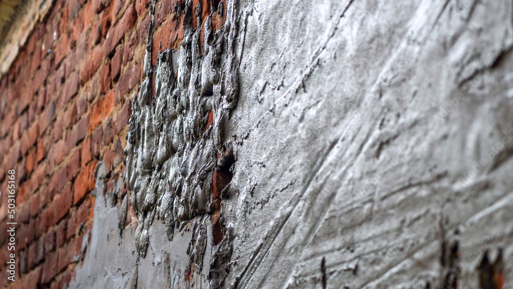 Poster Plastering cement at wall for renovation house – Wall Art ...