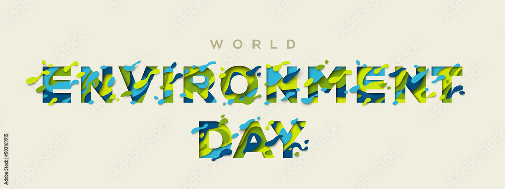 World Environment day papercut header. Green and blue paper cut ...