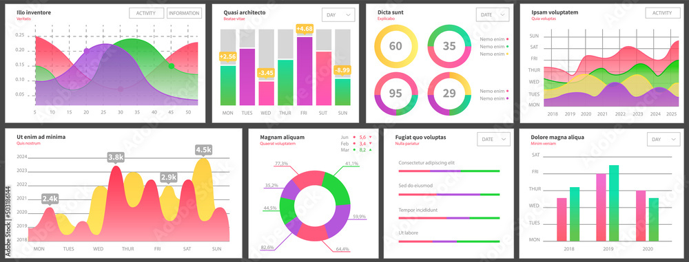 Infographic chart vector template. Annual statistics curve graph design ...