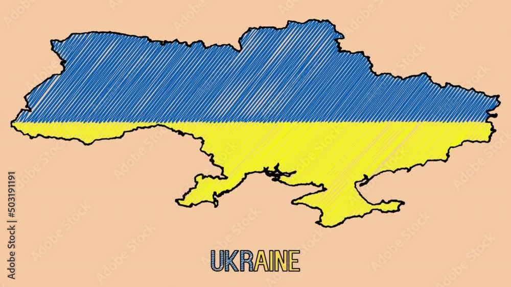 Ukraine Hand Drawn Cartoon Animated Map With Flag. Isolated Transparent ...