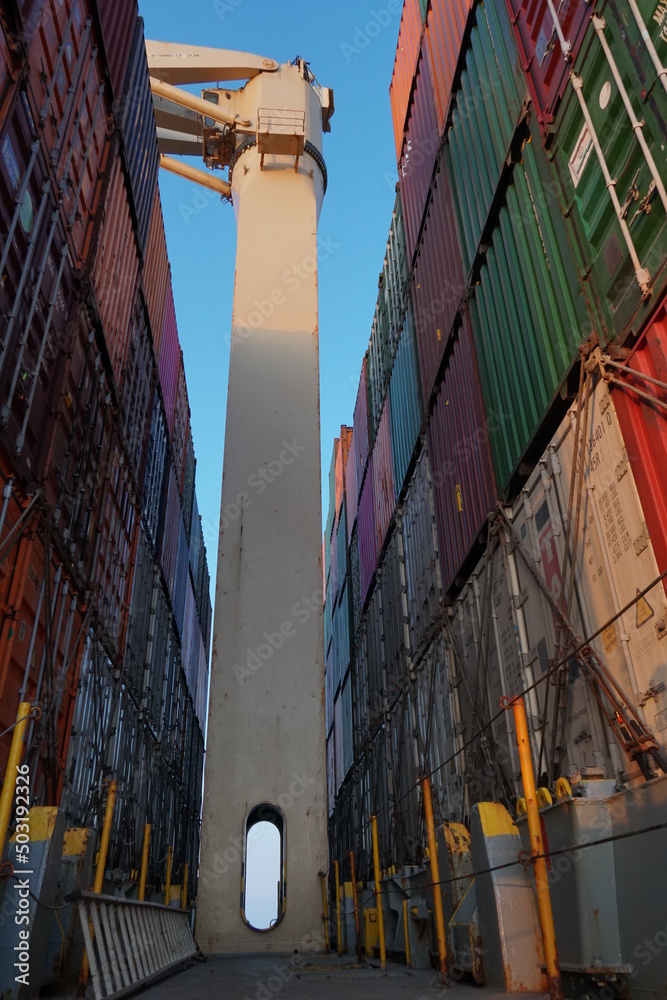 Koper, Slovenia - 04 16 2022: Cream color cargo crane between ...