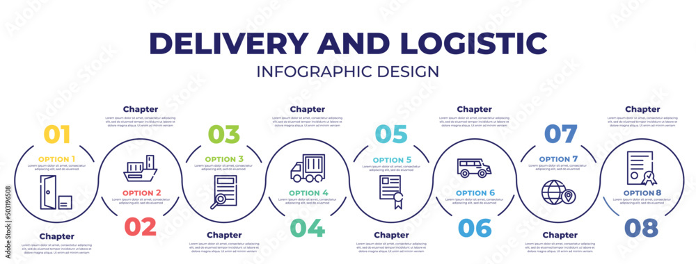 infographic template design vector with icons and 8 options or steps ...