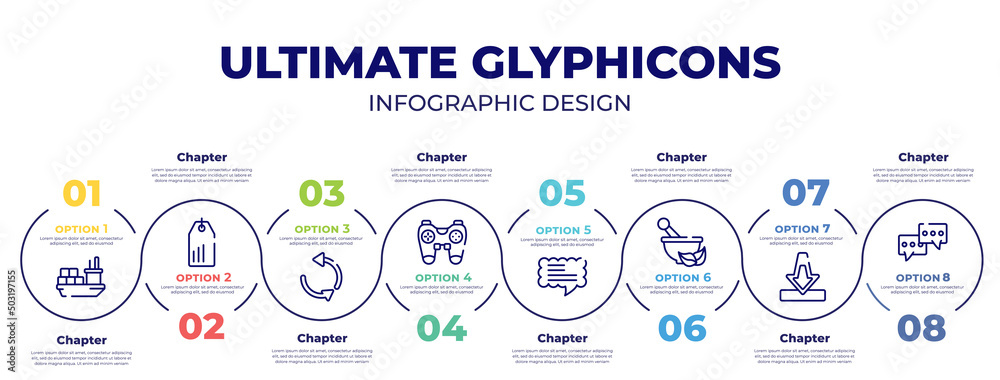infographic template design vector with icons and 8 options or steps ...